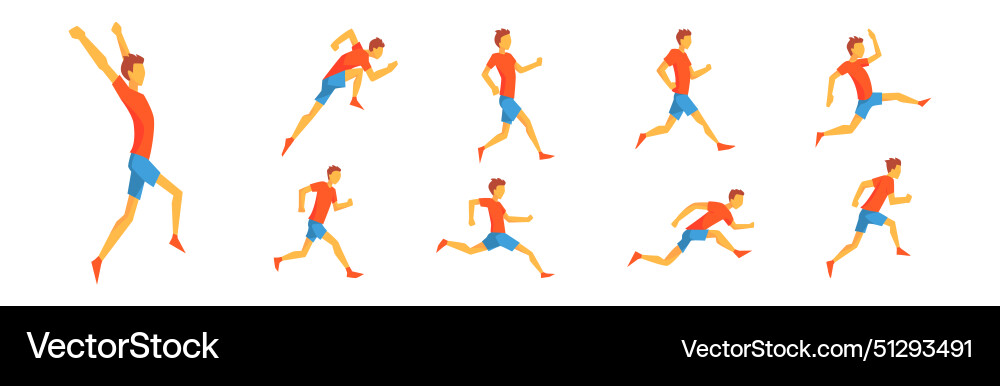 Man run marathon race moving fast and sprinting Vector Image