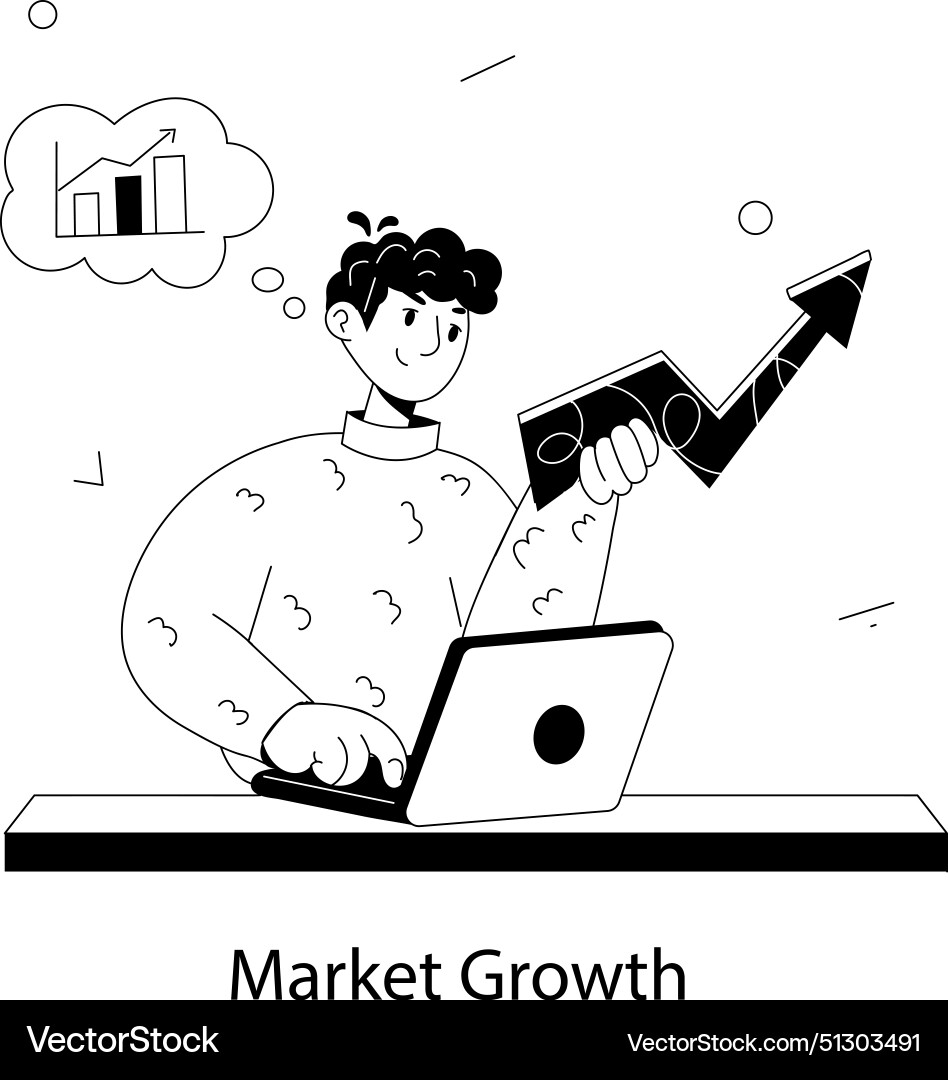 Market growth Royalty Free Vector Image - VectorStock