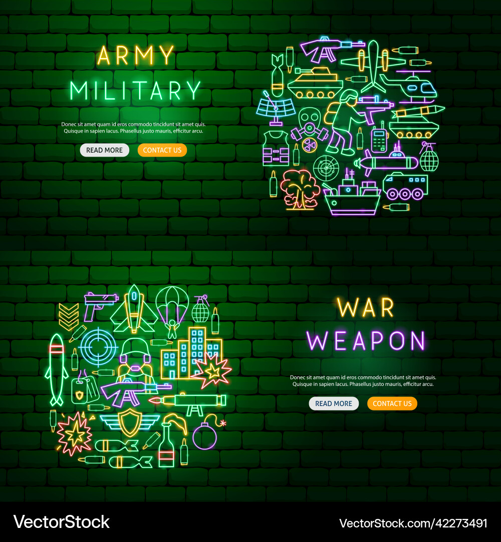 Neon War Banners Royalty Free Vector Image - VectorStock