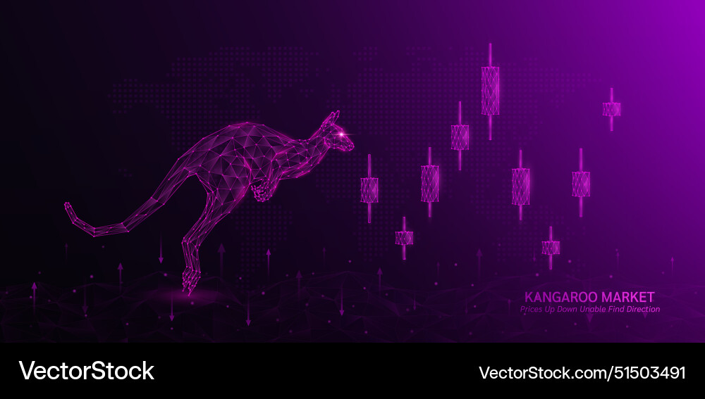 Purple kangaroo shapes polygon facing candlestick Vector Image