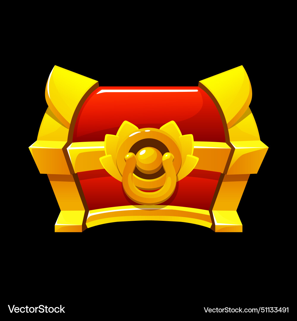Red and golden treasure chest Royalty Free Vector Image