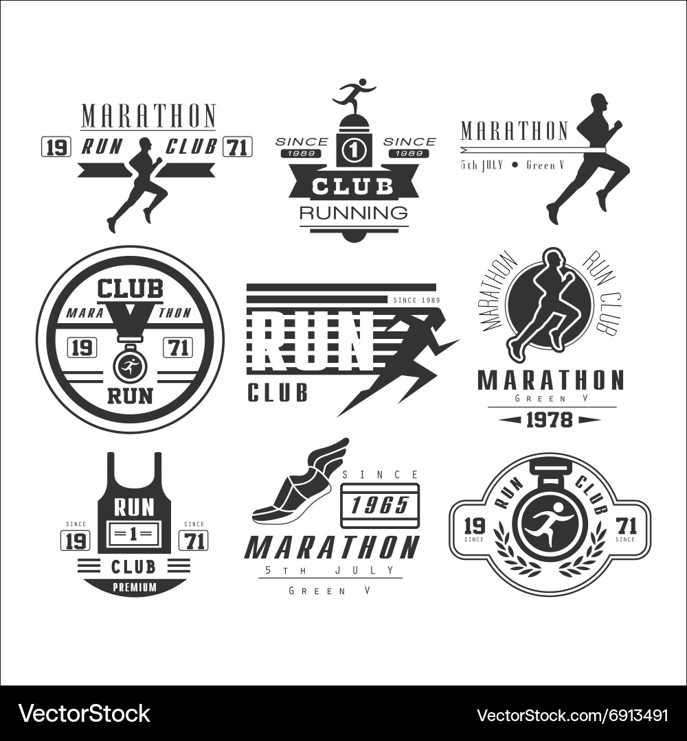 Running club labels emblems and design elements Vector Image