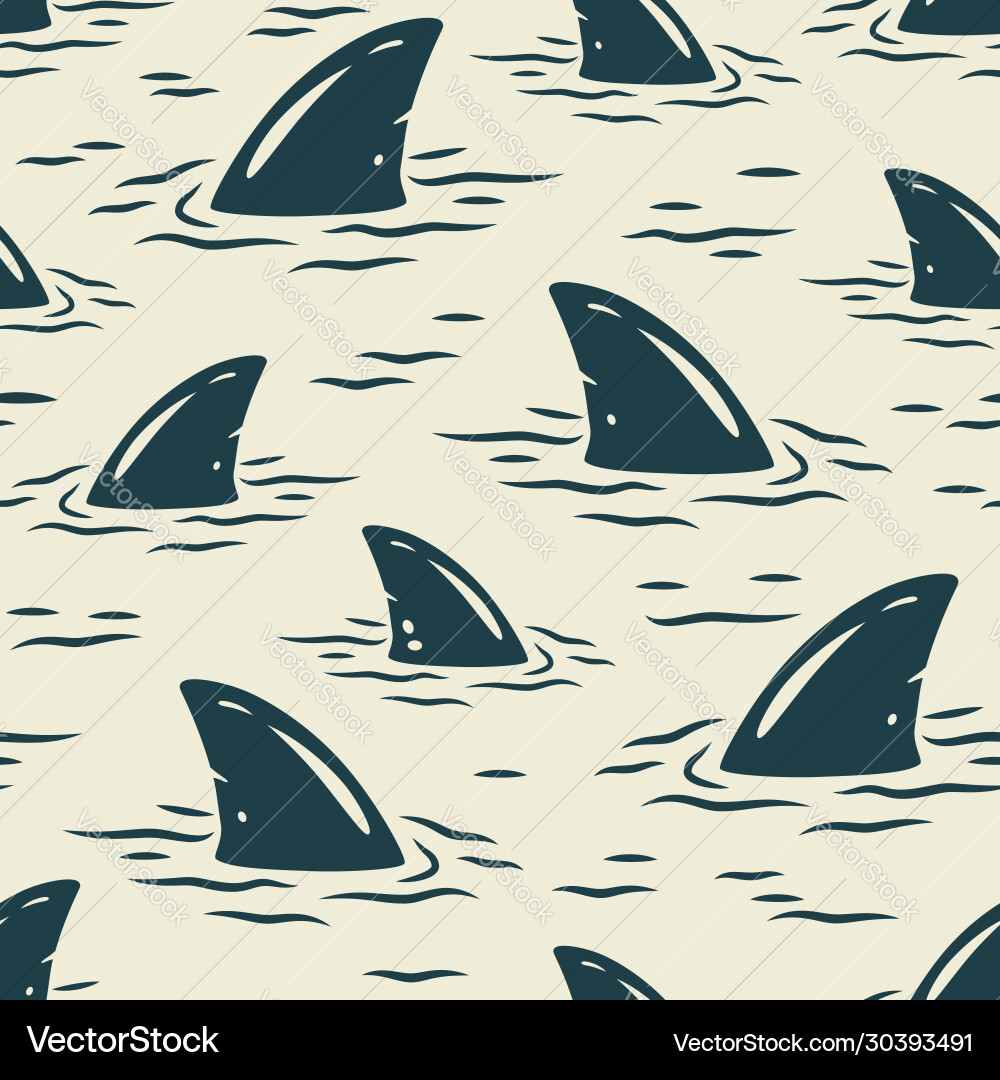 Shark fin in water with waves Royalty Free Vector Image