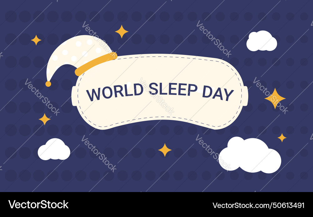 World sleep day horizontal banner sleeping mask Vector Image