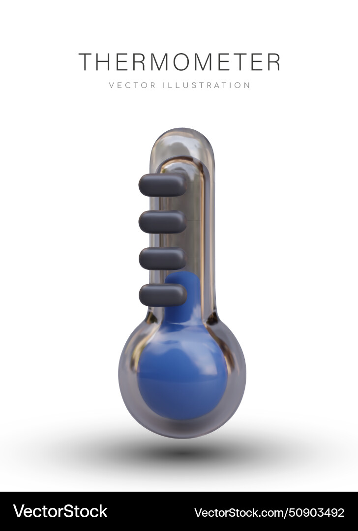 Blue thermometer in vertical position detailed Vector Image