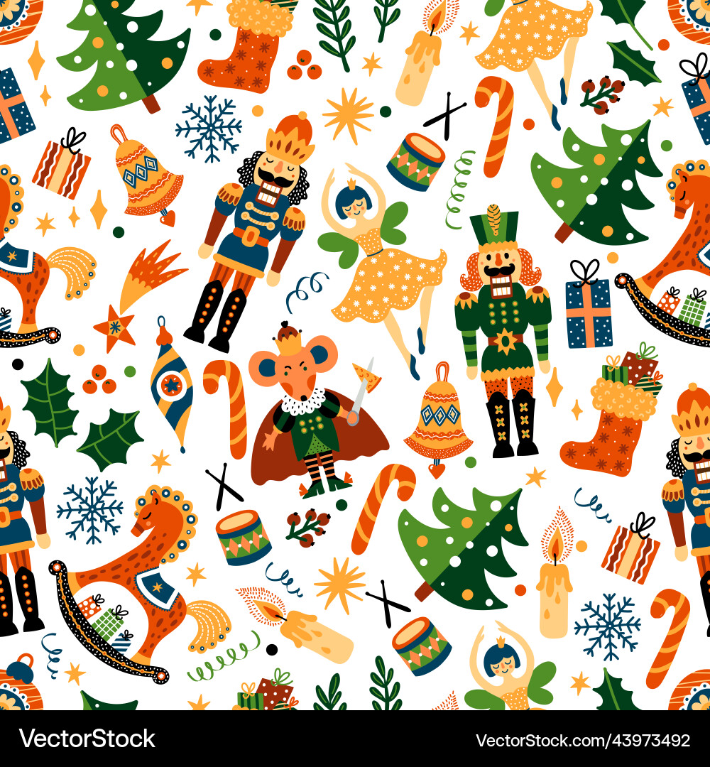 Christmas seamless nutcracker pattern Royalty Free Vector