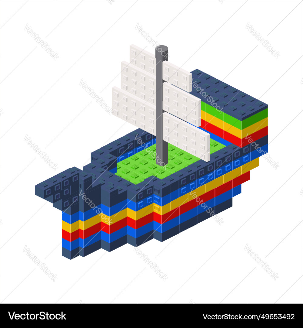 Colorful Pirate Ship Isometric Royalty Free Vector Image
