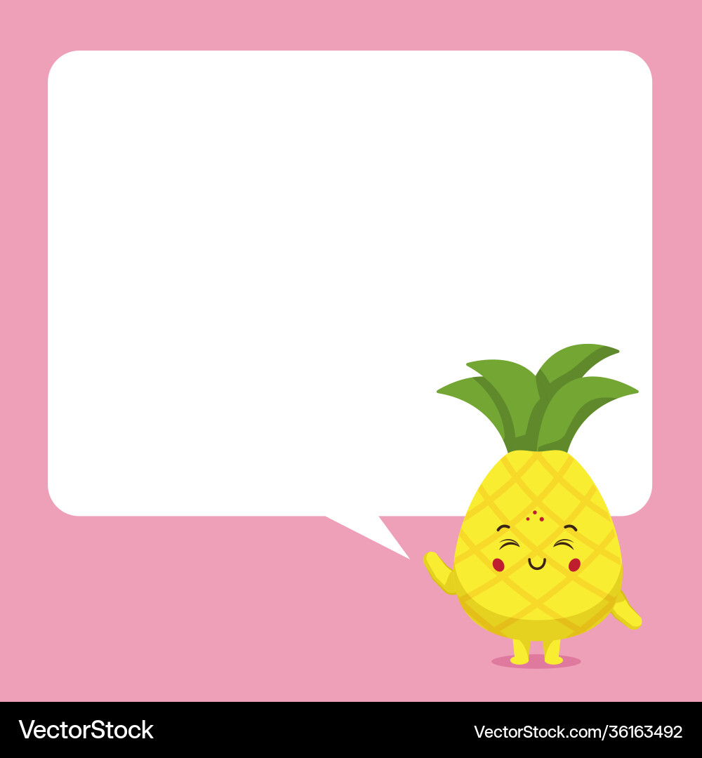 Cute pineapple with speech bubbles Royalty Free Vector Image