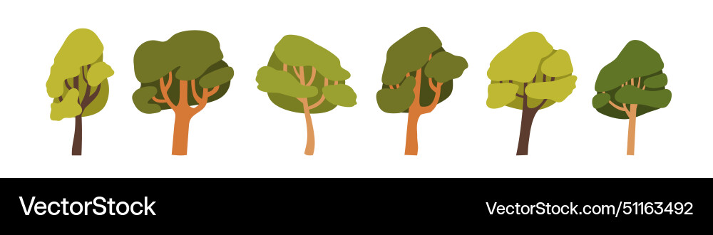 Forest trees collection botanical elements Vector Image