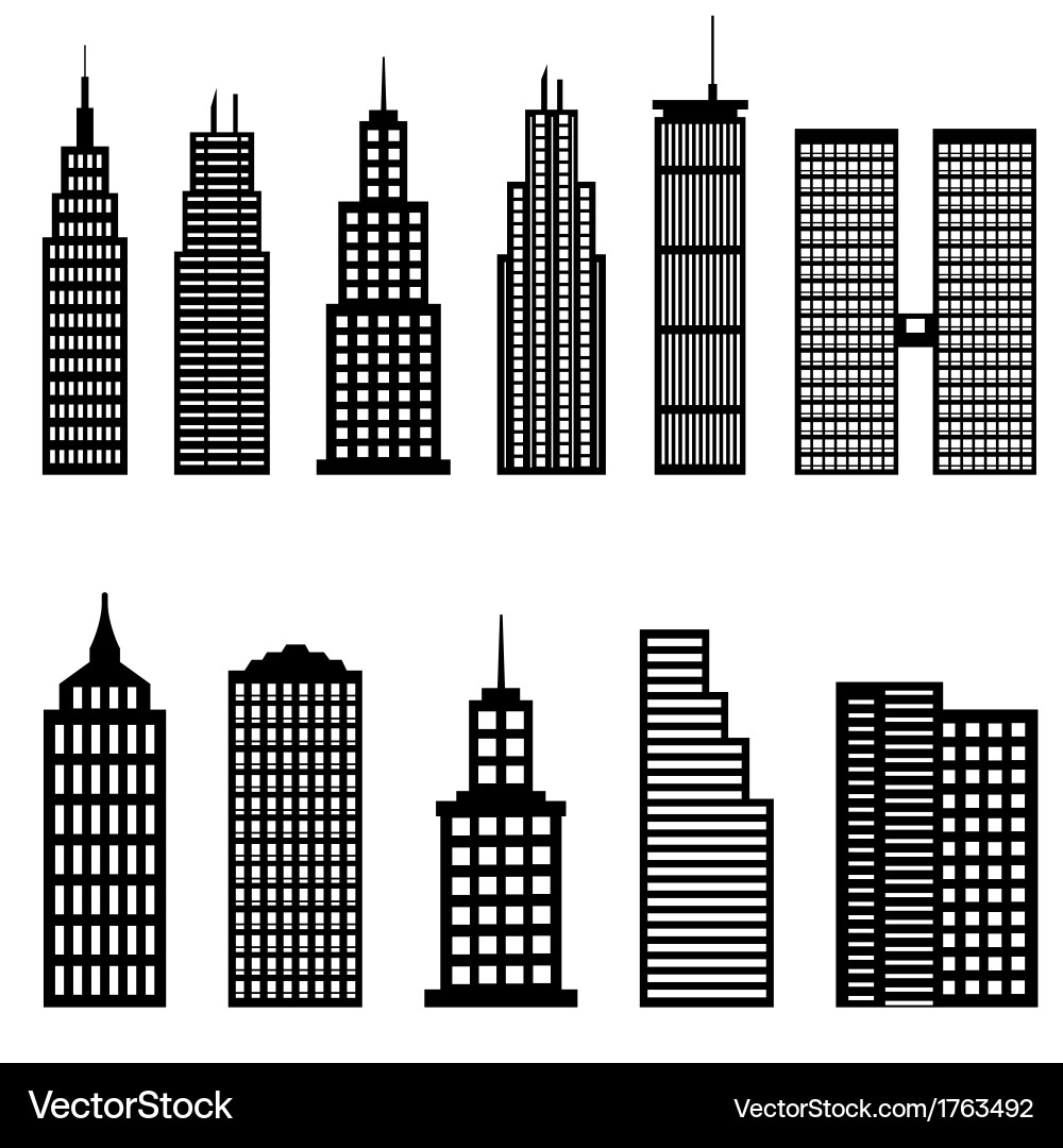 Modern Building Icons Royalty Free Vector Image