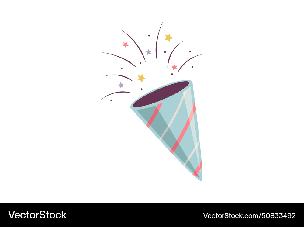 Party popper new year sticker Royalty Free Vector Image