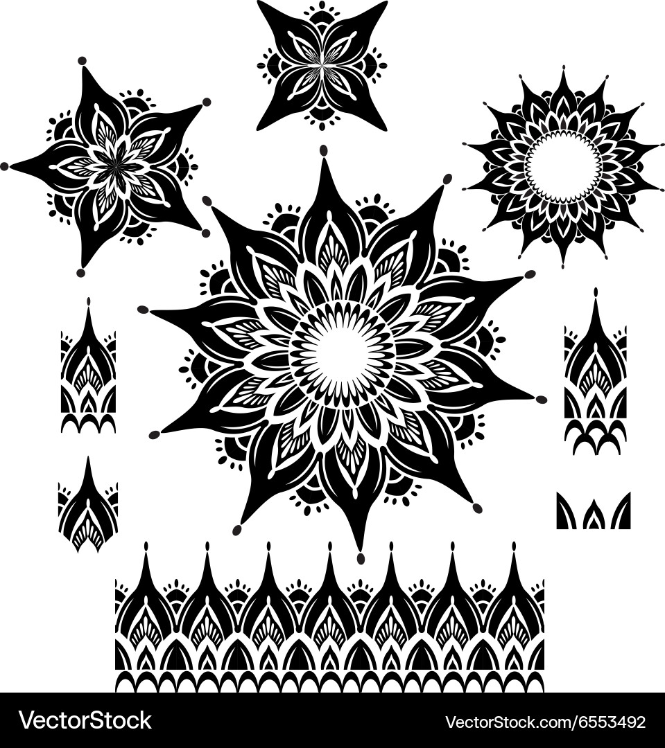 Round ornament pattern with brush Royalty Free Vector Image