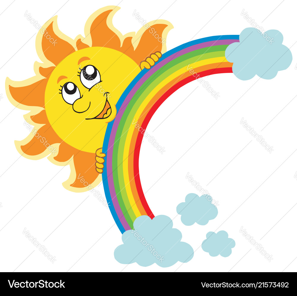 Smiling Sun with Rainbow Royalty Free Vector Image
