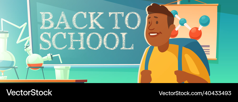 Back to school poster with student in classroom Vector Image