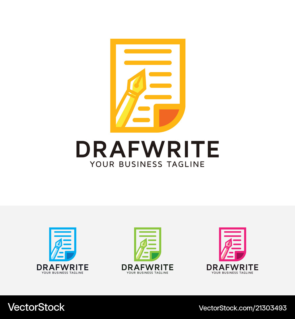 Draft write logo design Royalty Free Vector Image