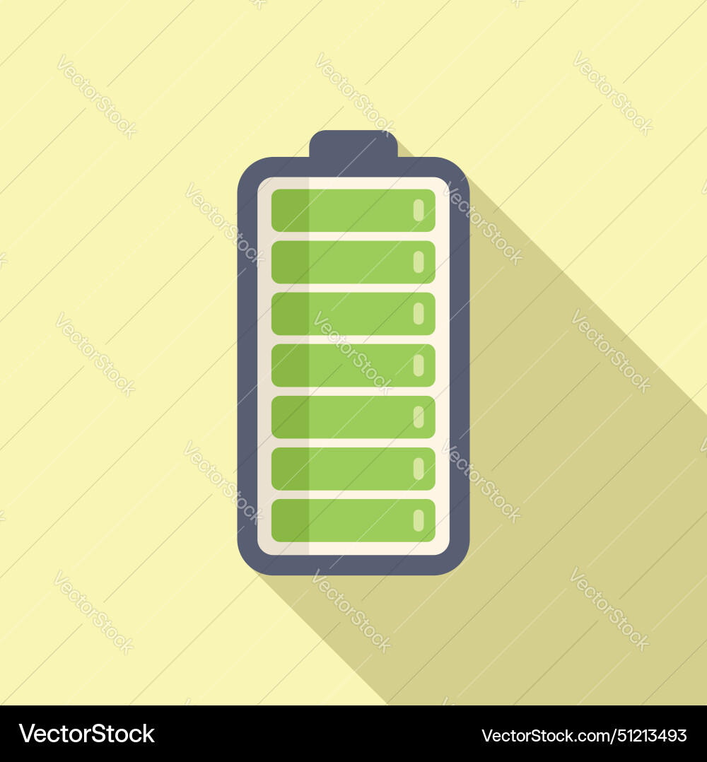 Full electrical battery icon flat cell Royalty Free Vector