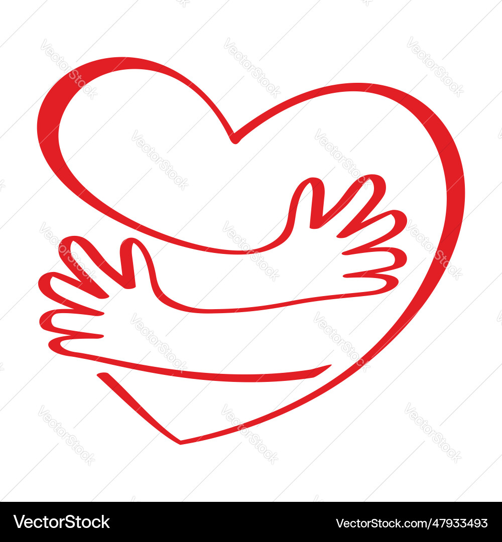 Hug in heart shape Royalty Free Vector Image - VectorStock