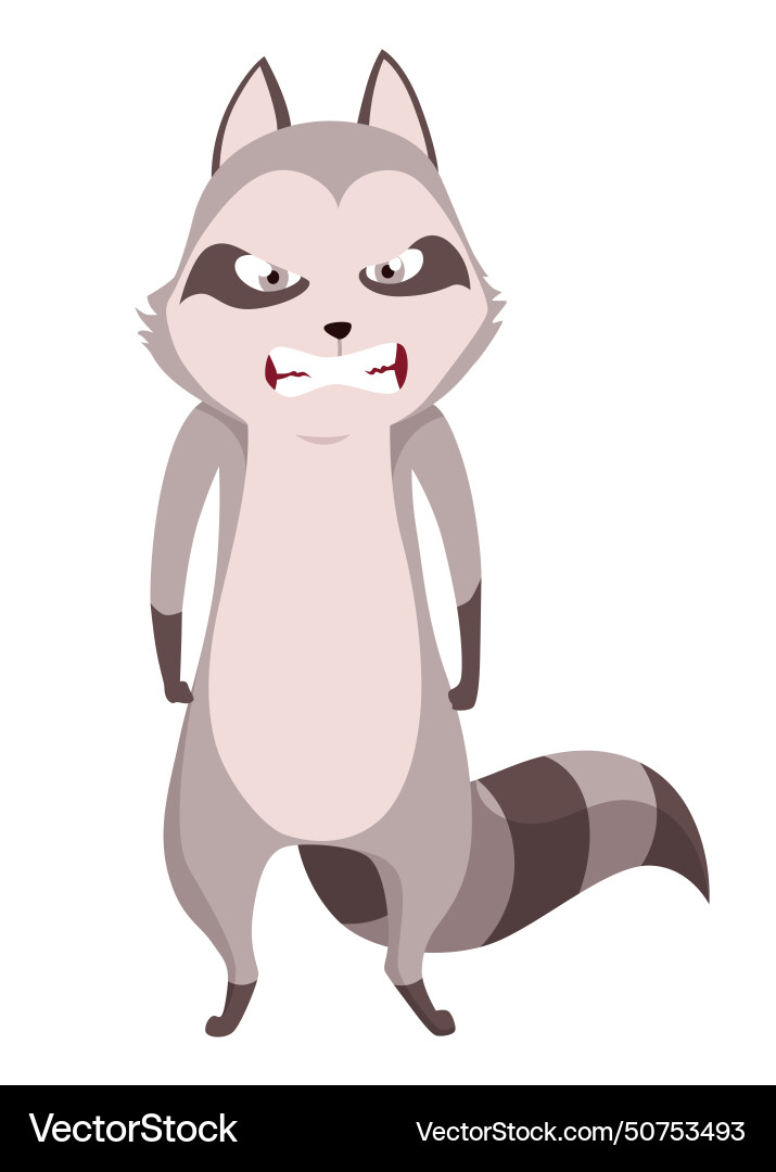 Raccoon character emotion funny wild coon pose Vector Image