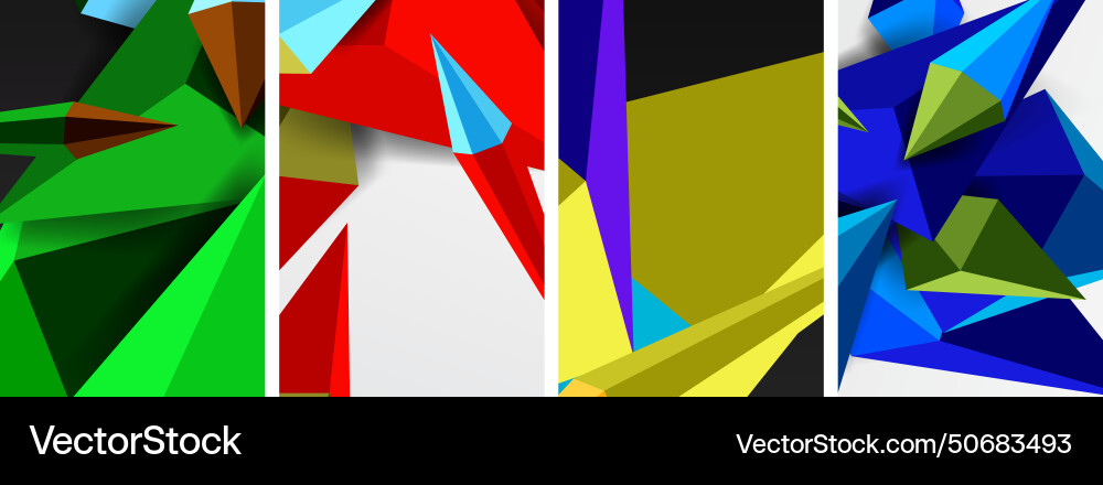 Set of triangle geometric low poly 3d shapes Vector Image