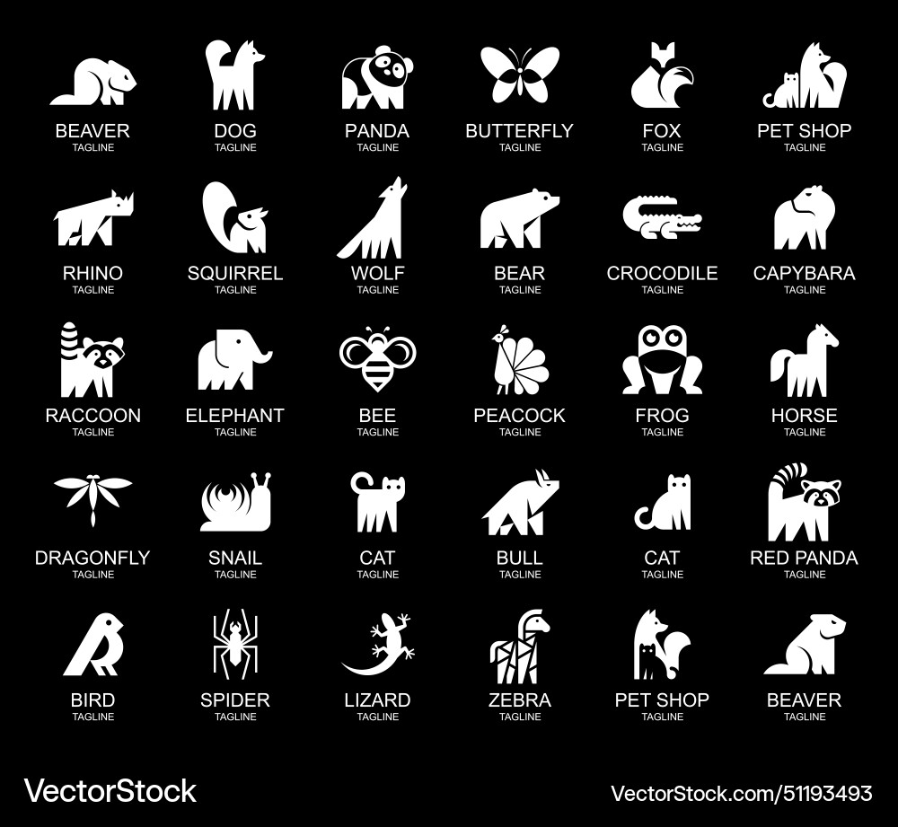 Tiere Logos Sammlung Lizenzfreies Vektorbild