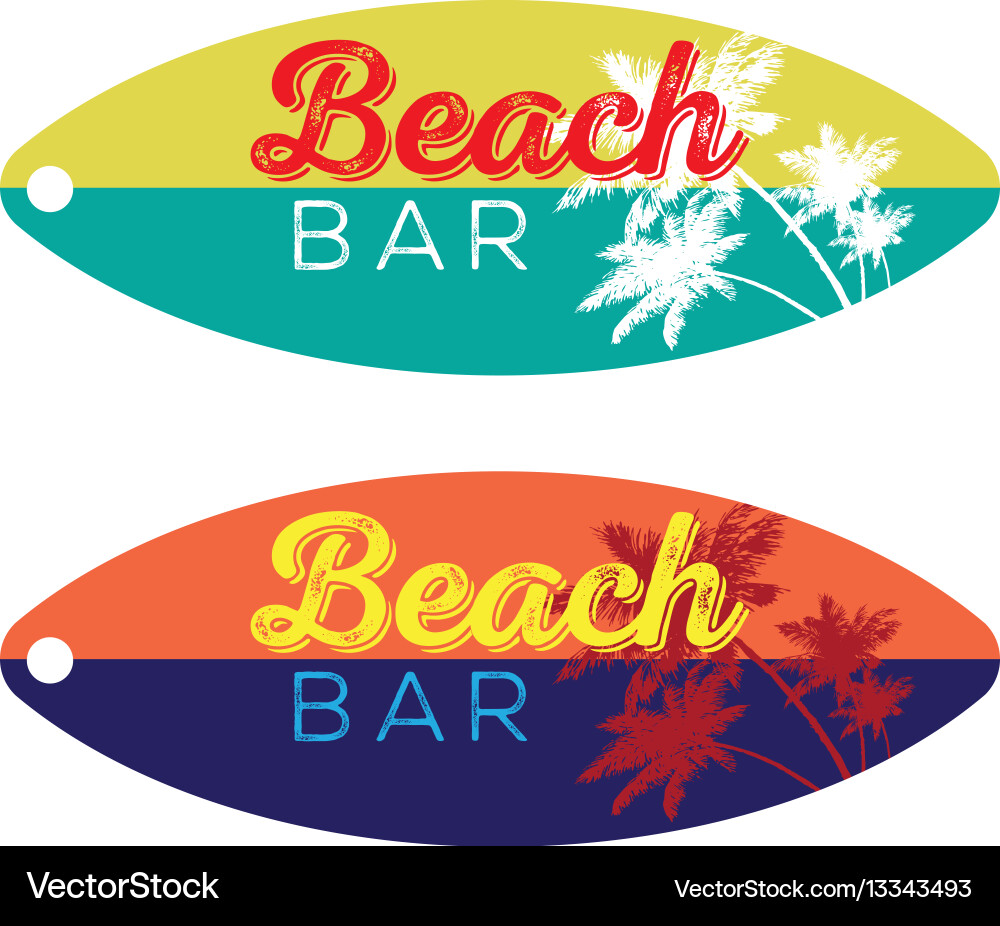 Tropical Surfboard Bar Emblem Royalty Free Vector Image