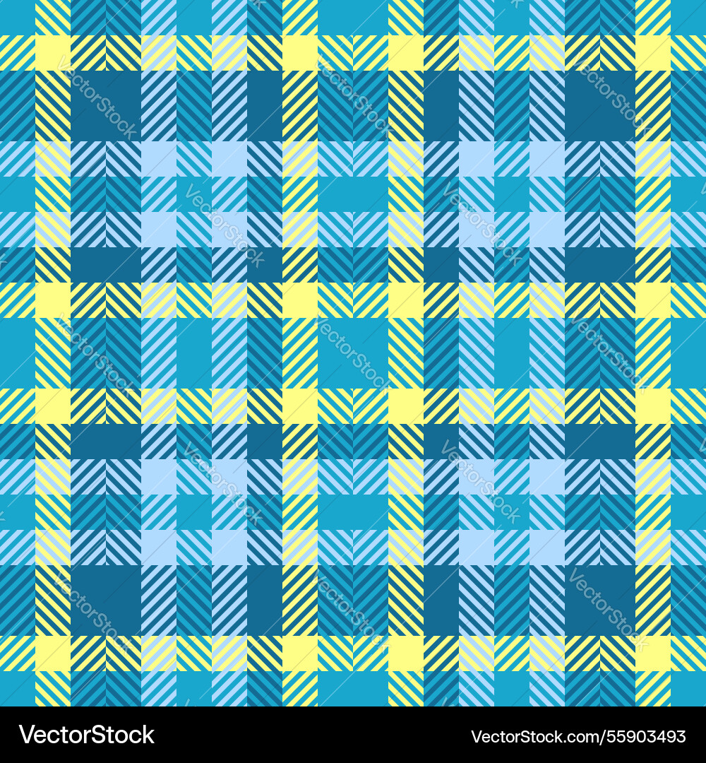 Vibrant blue and yellow plaid pattern perfect for Vector Image