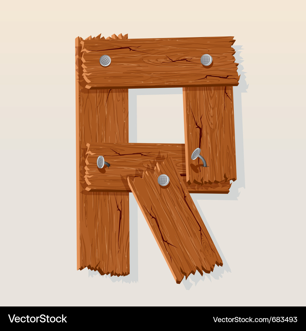 Wooden letter r Royalty Free Vector Image - VectorStock