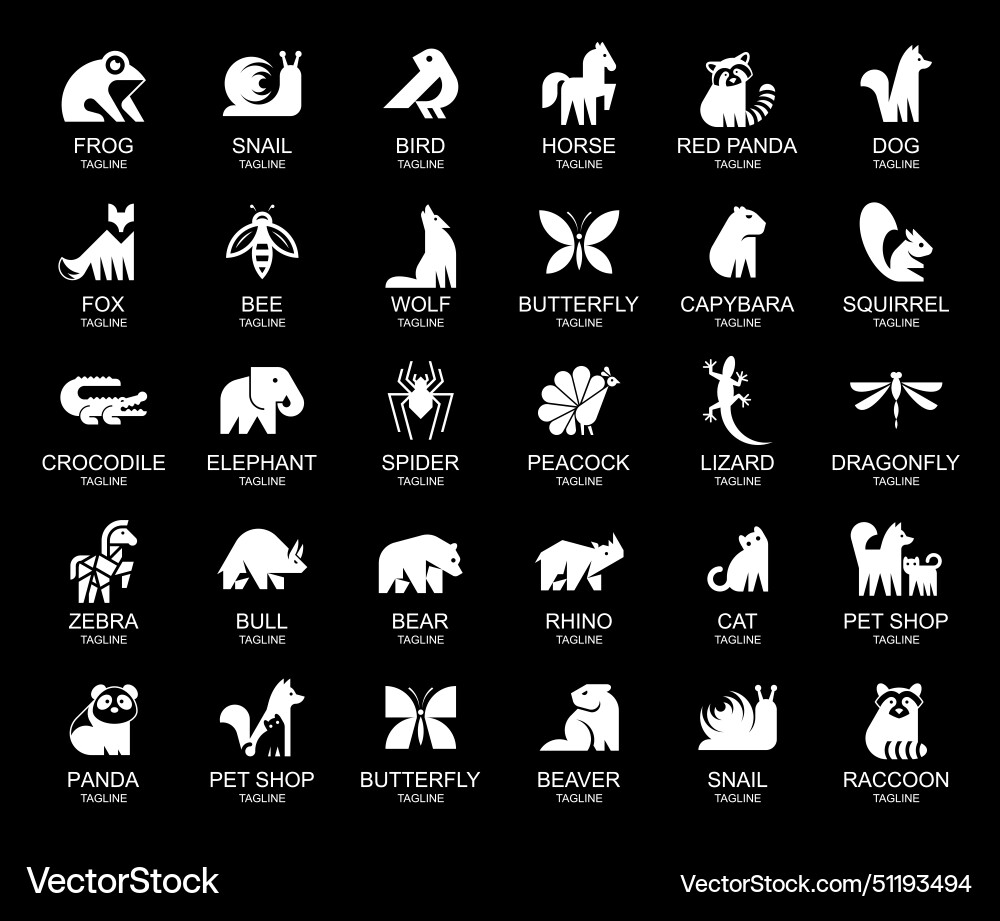 Animals logos collection Royalty Free Vector Image