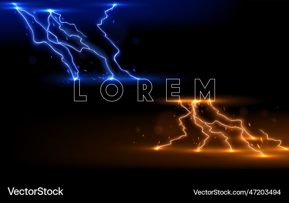 Blue and yellow lightning effect template Vector Image