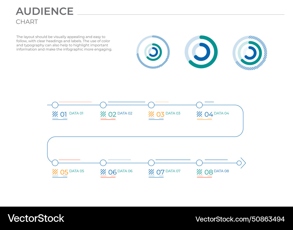 Coverage audience business charts in color Vector Image