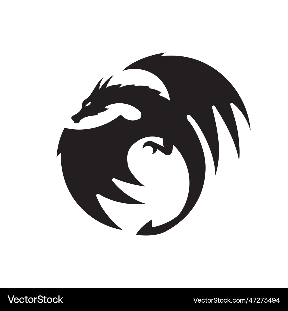 Dragons silhouettes stylized Royalty Free Vector Image