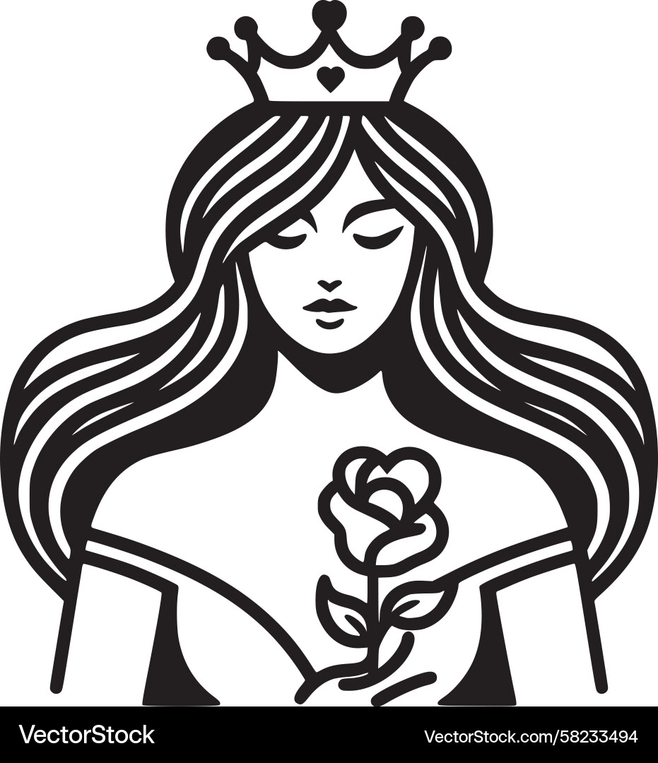Elegant Queen Icon - Black & White – Royalty-Free Vector | VectorStock