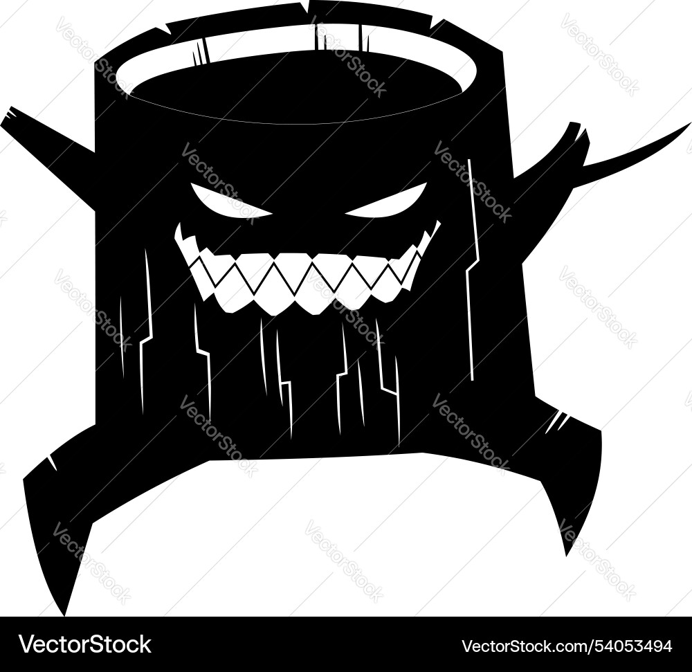 Halloween scary tree monster black silhouette Vector Image