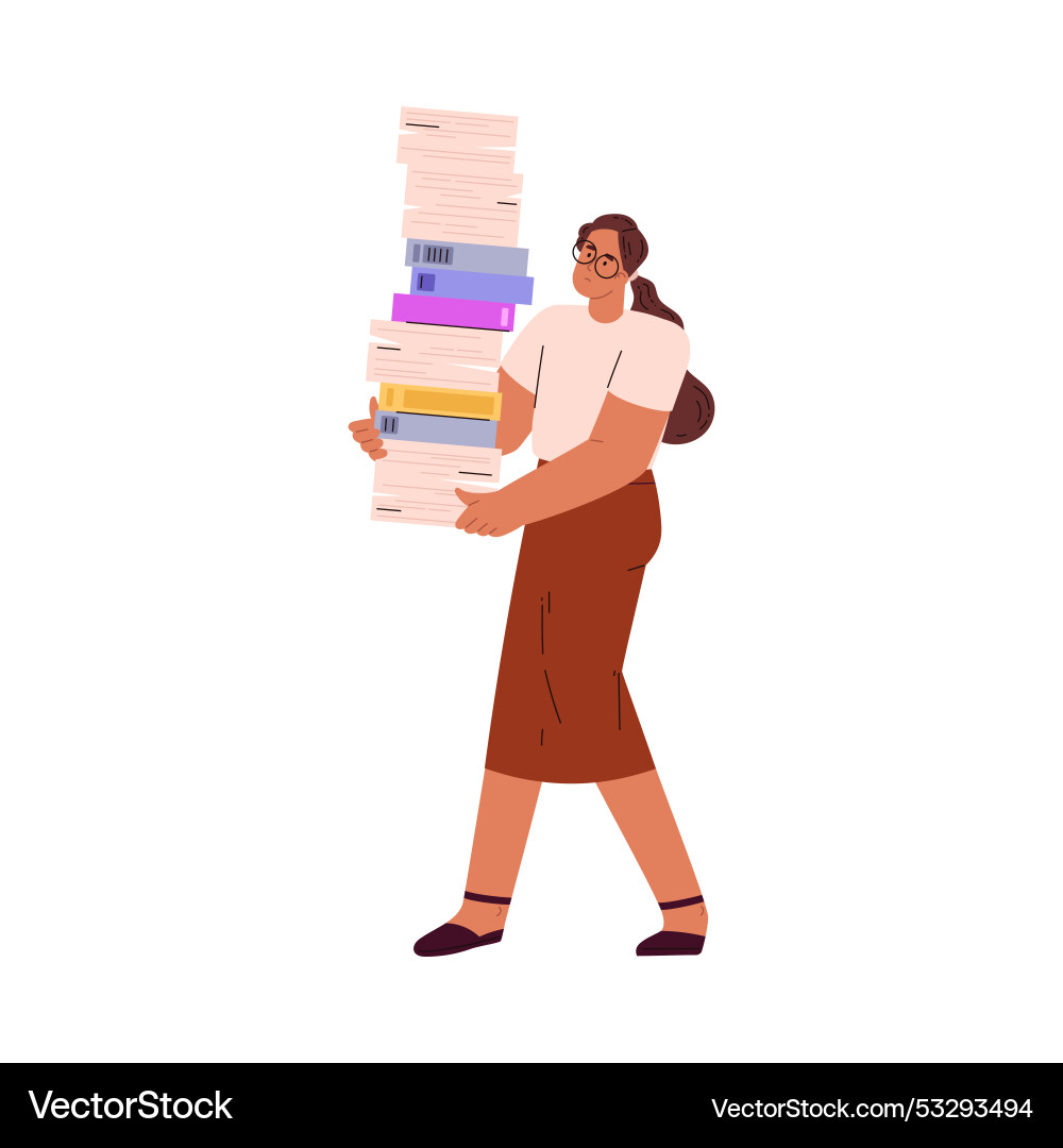 Secretary carrying books and documents Royalty Free Vector
