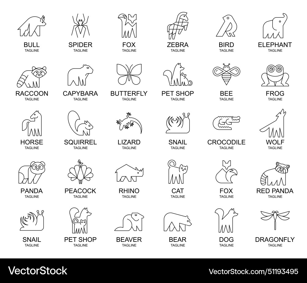 Animals logos collection Royalty Free Vector Image