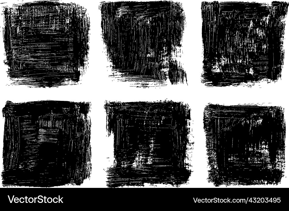 Black rough edge squares hand drawn collection Vector Image