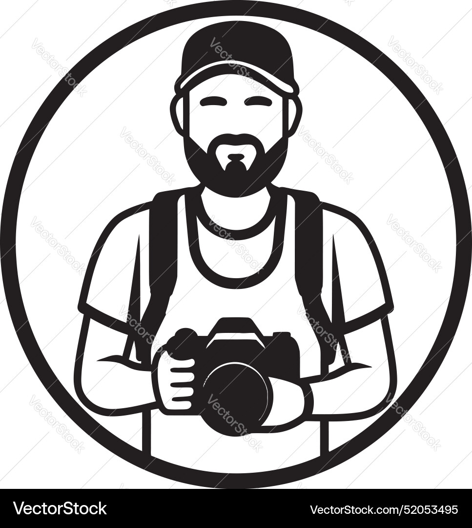 Camera craftsman iconic black logo Royalty Free Vector Image