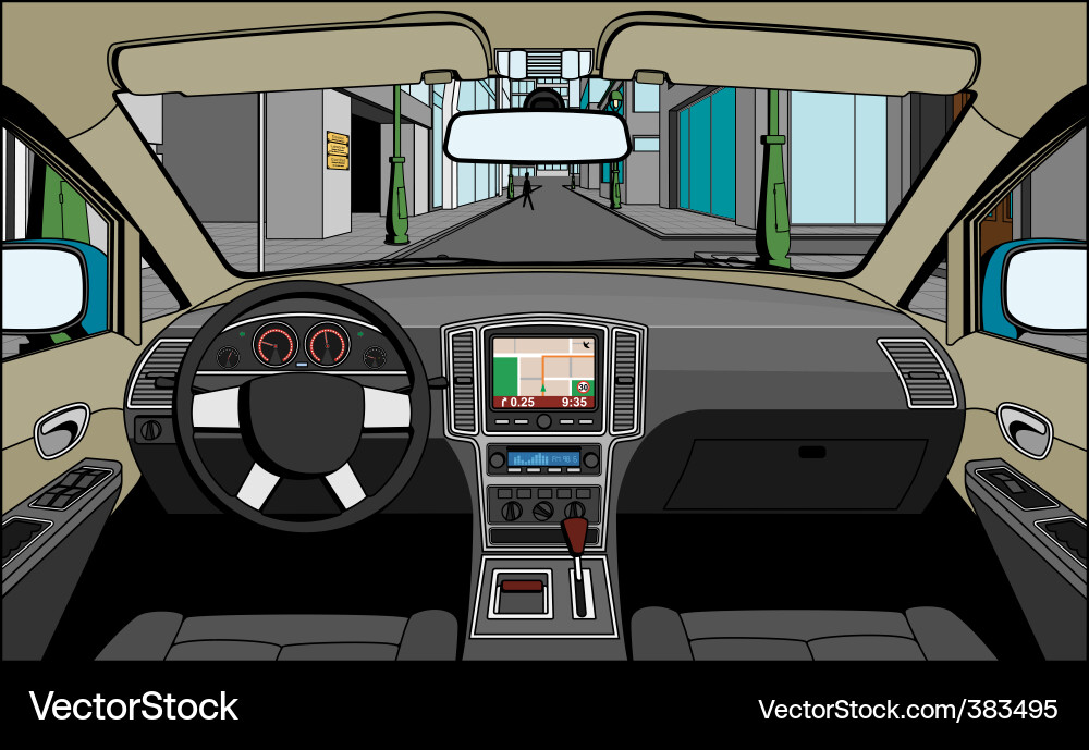 Car Interior Dashboard View Royalty Free Vector Image