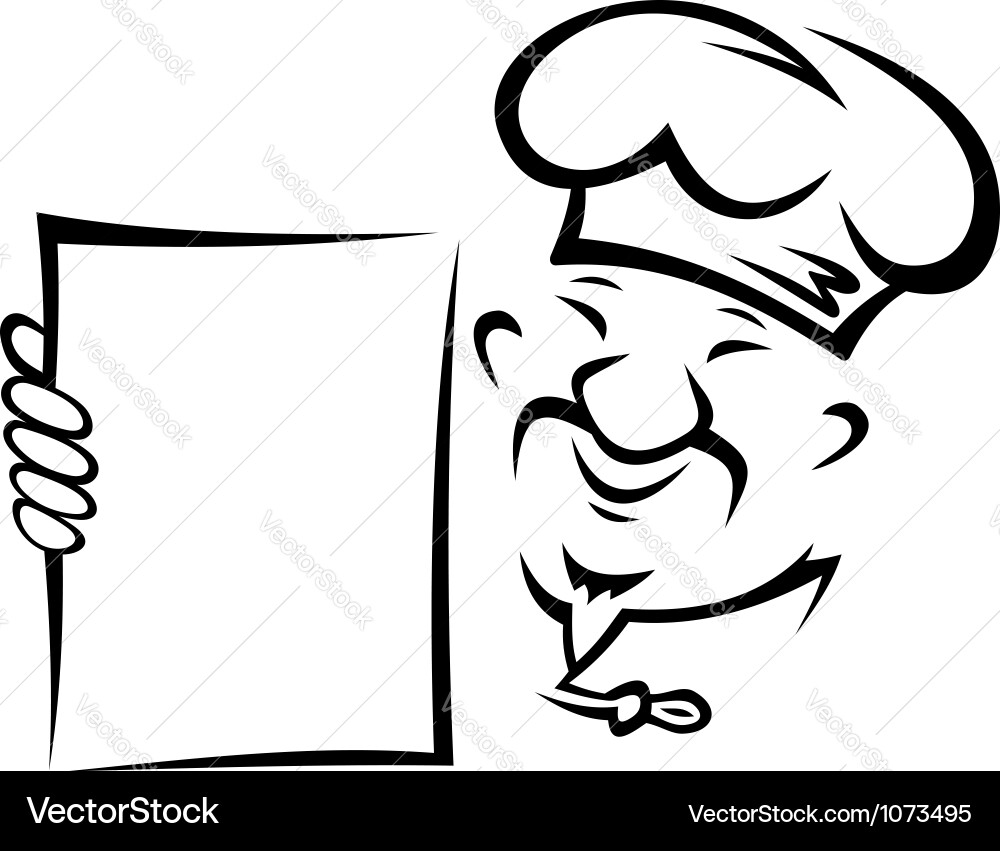 Chinese chef with blank menu paper Royalty Free Vector Image