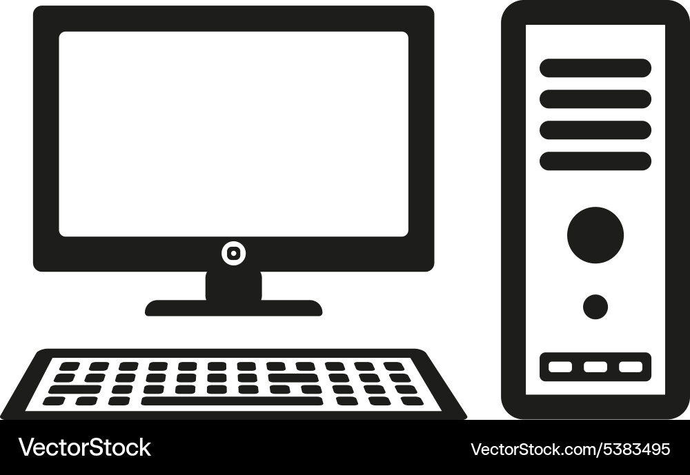 Computer icon pc symbol flat Royalty Free Vector Image