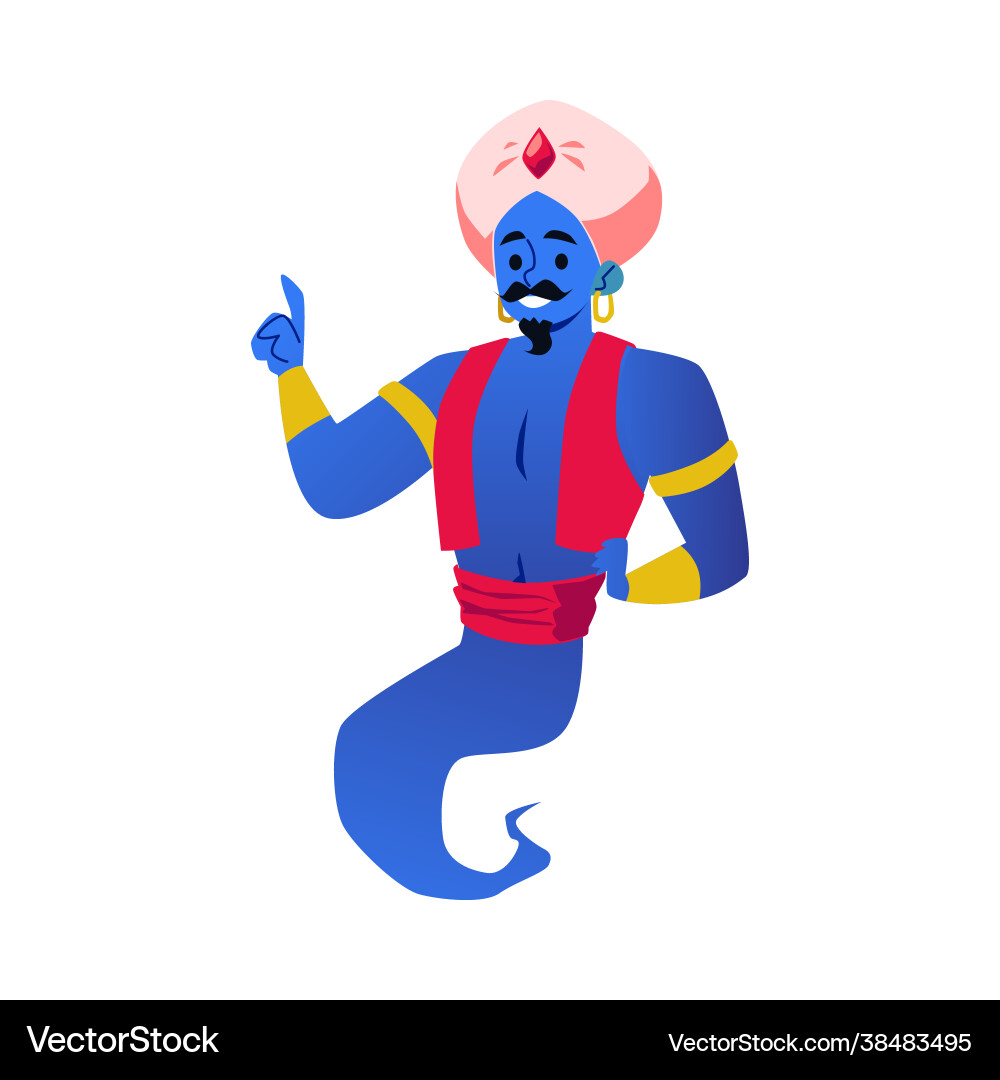 Friendly magical arabic genie making miracles Vector Image