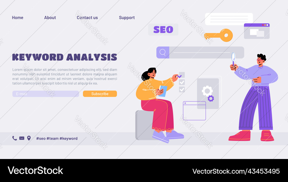 Keyword analysis landing page keywordist services Vector Image
