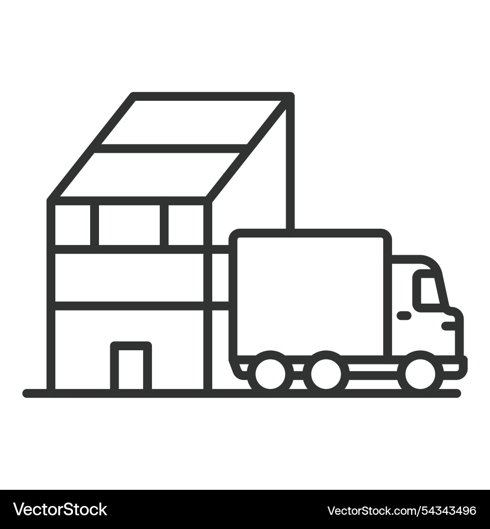 Factory direct delivery icon in line design Vector Image