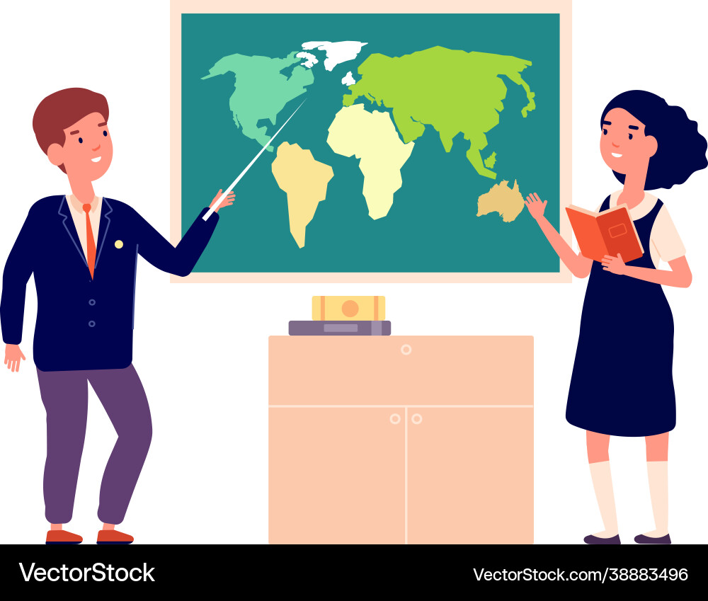 Geography lesson children back to school concept Vector Image