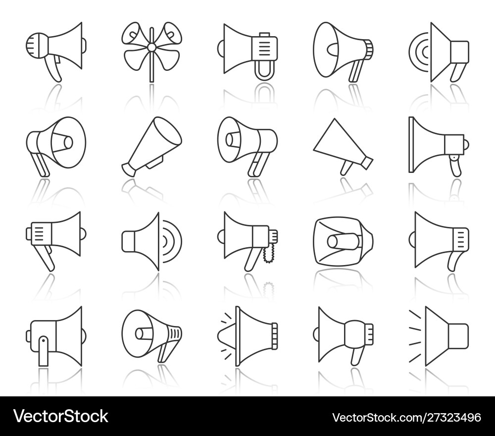 Simple Megaphone Line Icons Royalty Free Vector Image