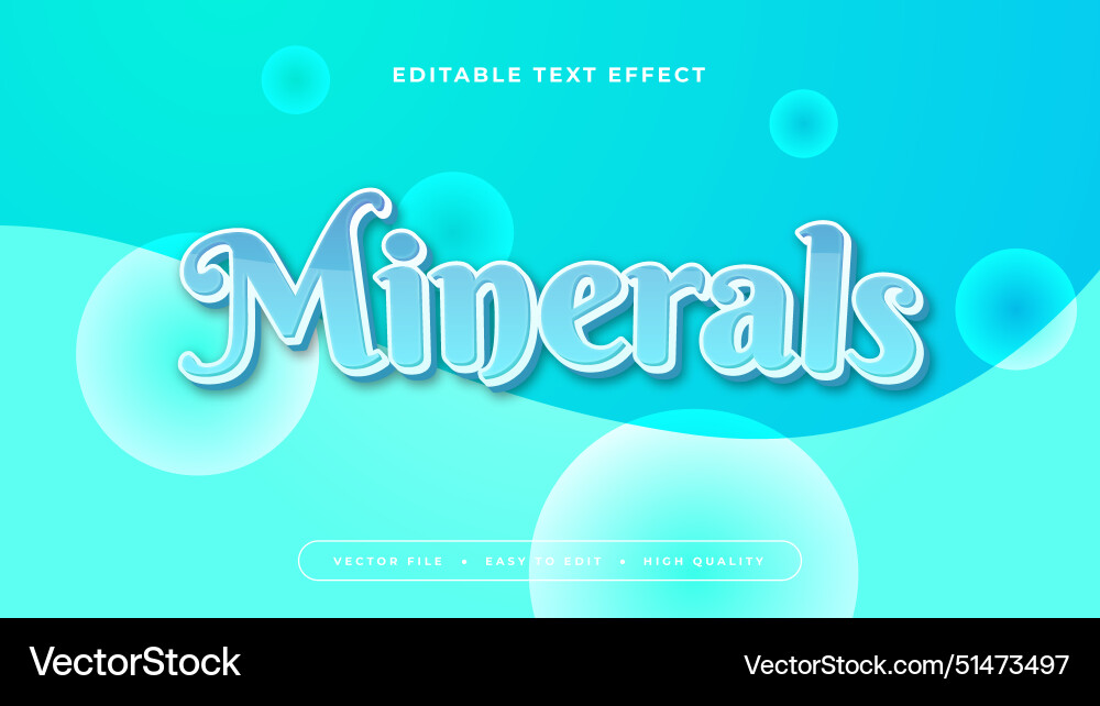 3D Mineral Text Effect - Blue & White Vector Image