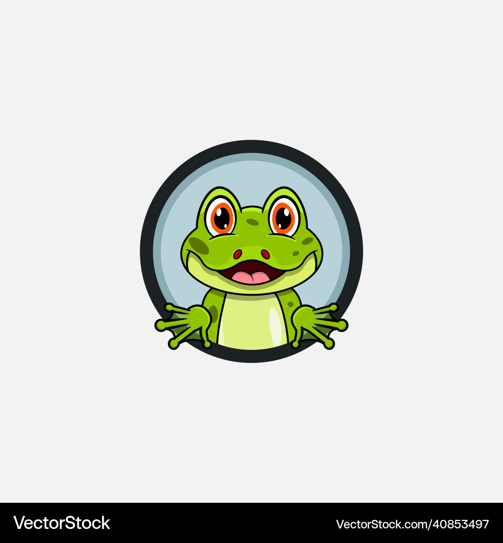 Cute Cartoon Frog Head Royalty Free Vector Image