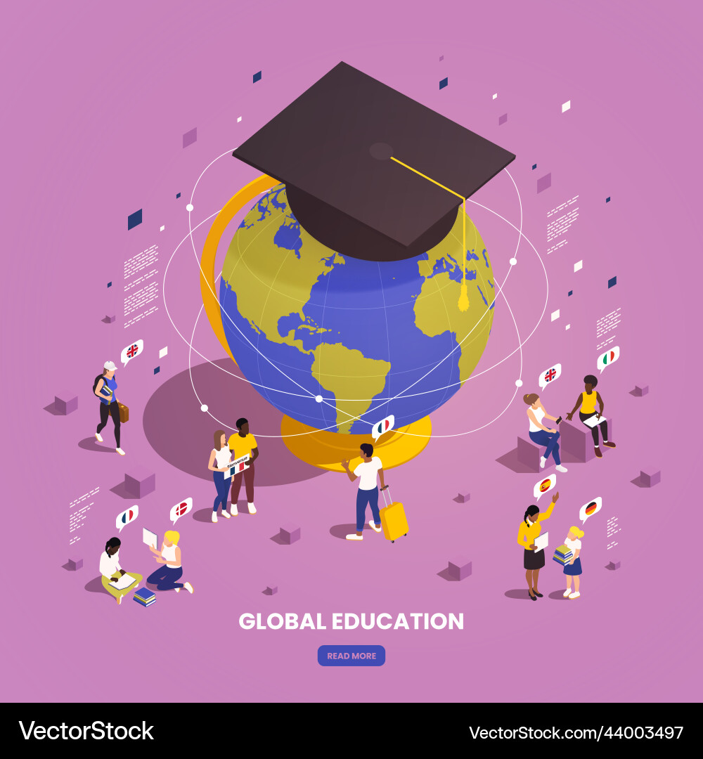 Earth academic hat composition Royalty Free Vector Image