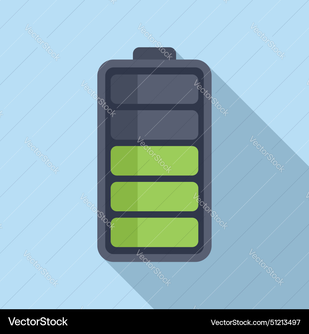 Half battery power icon flat mobile Royalty Free Vector