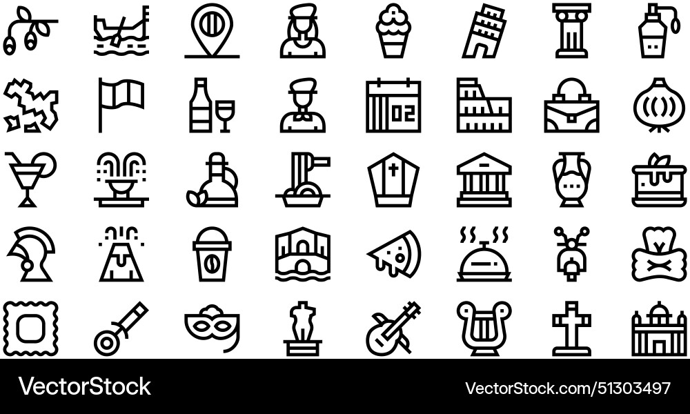 Italy icons collection Royalty Free Vector Image